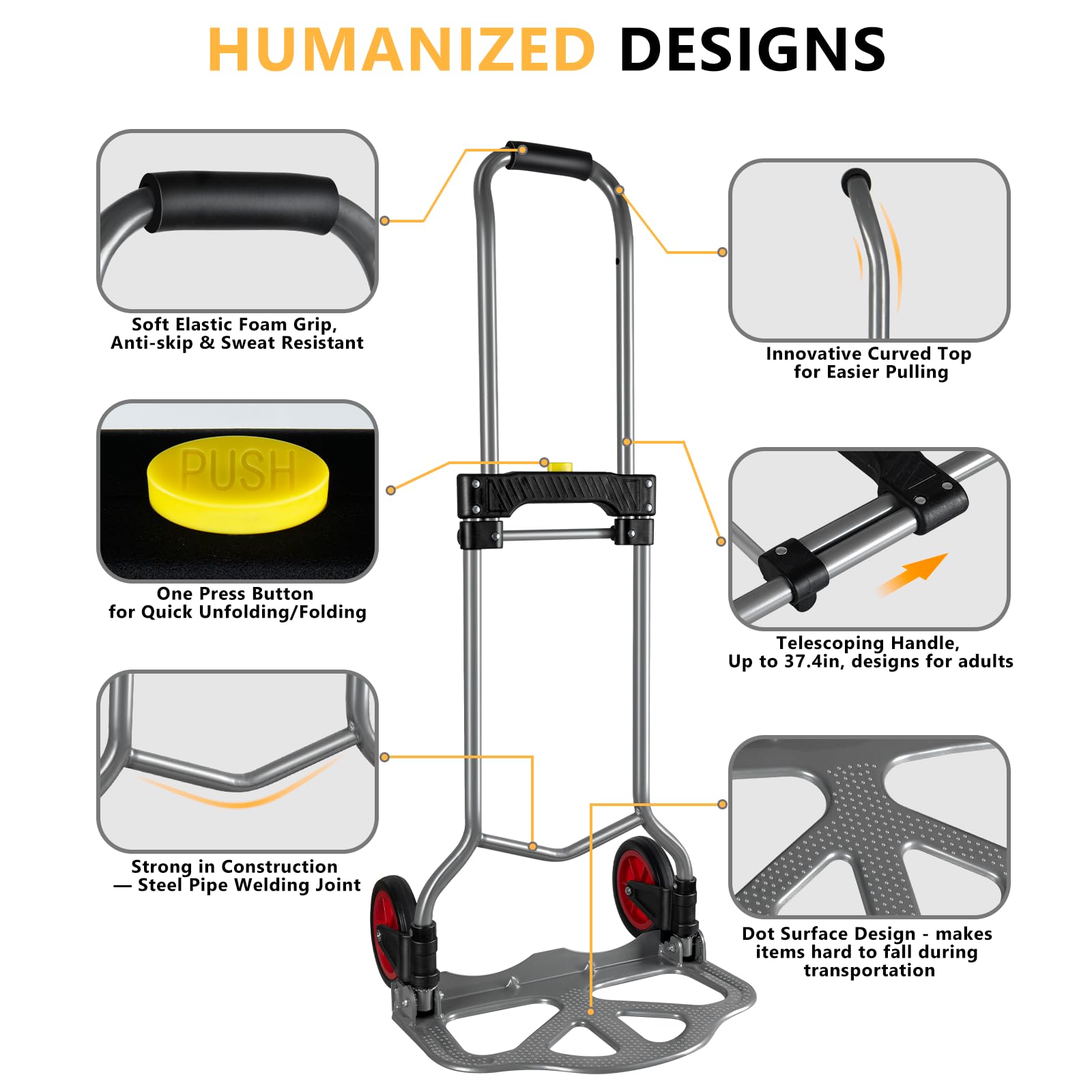 Snapklik.com : PHALANX Folding Hand Truck Dolly, Lightweight Moving ...
