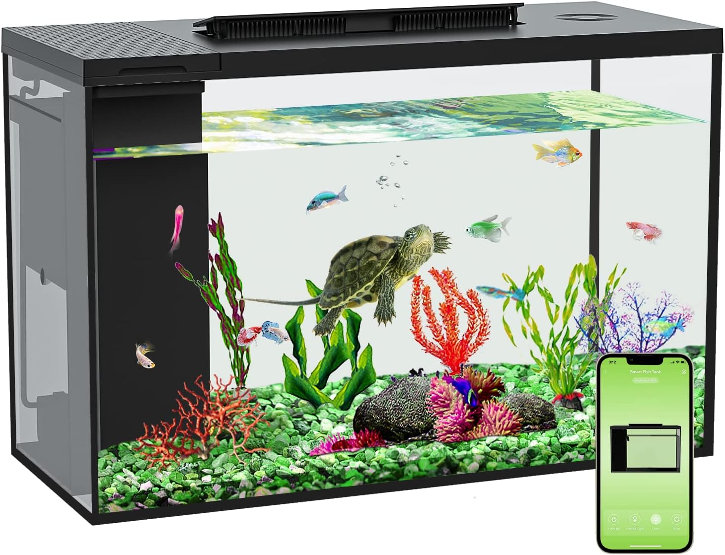 Amazon.com : ERAARK 4.5 Gallon Betta Fish Tank self Cleaning, Aquarium ...