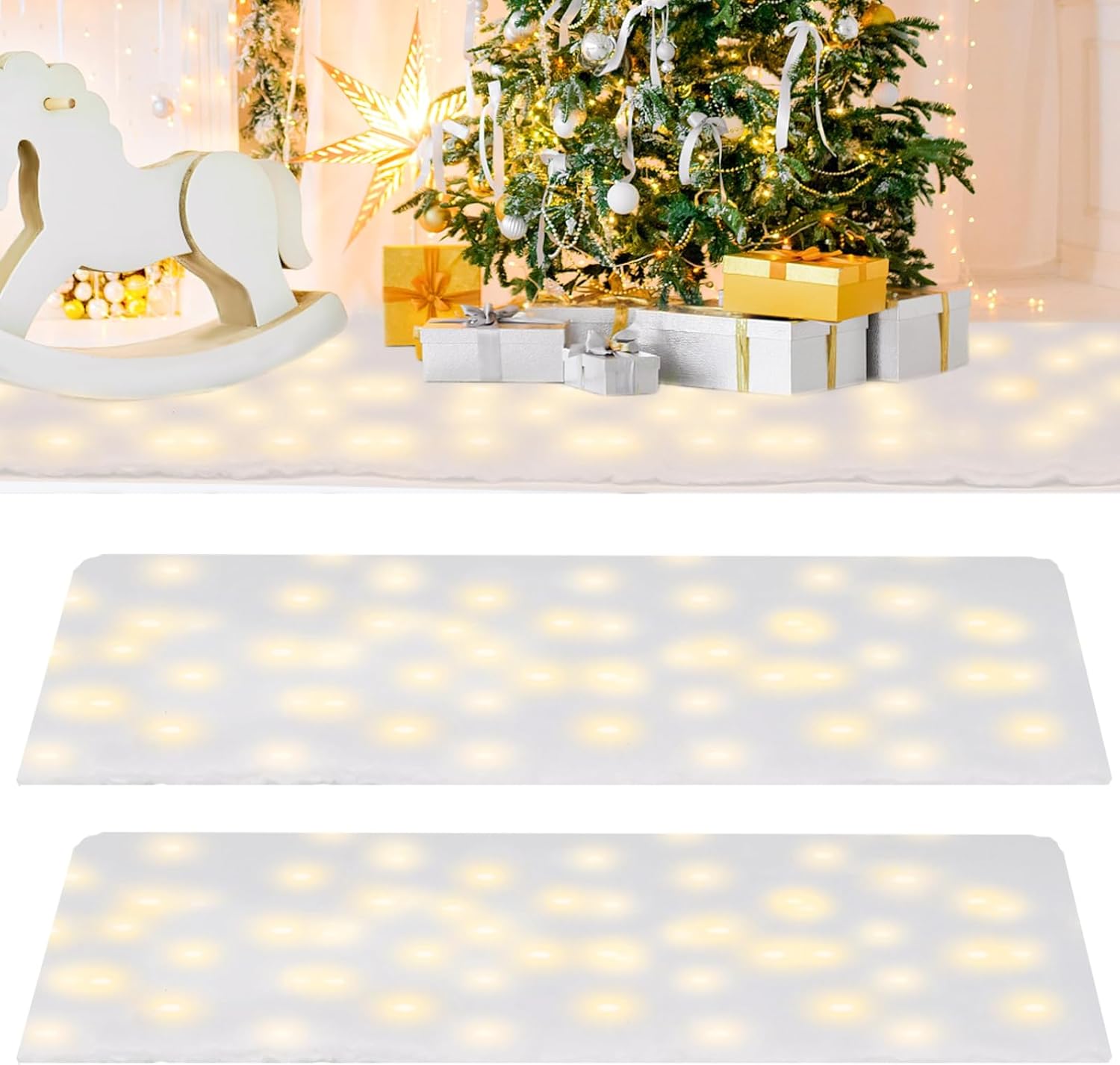 Amazon.com: 2 Pcs LED Christmas Snow Blankets, 5.9 x 1.5ft Fake Snow ...