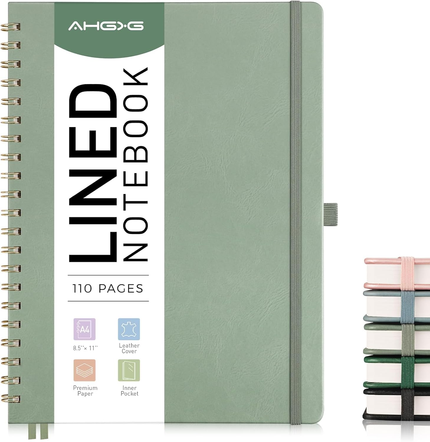 AHGXG Lined Spiral Journal Notebook 8.5"x 11", A4 Large College Ruled ...