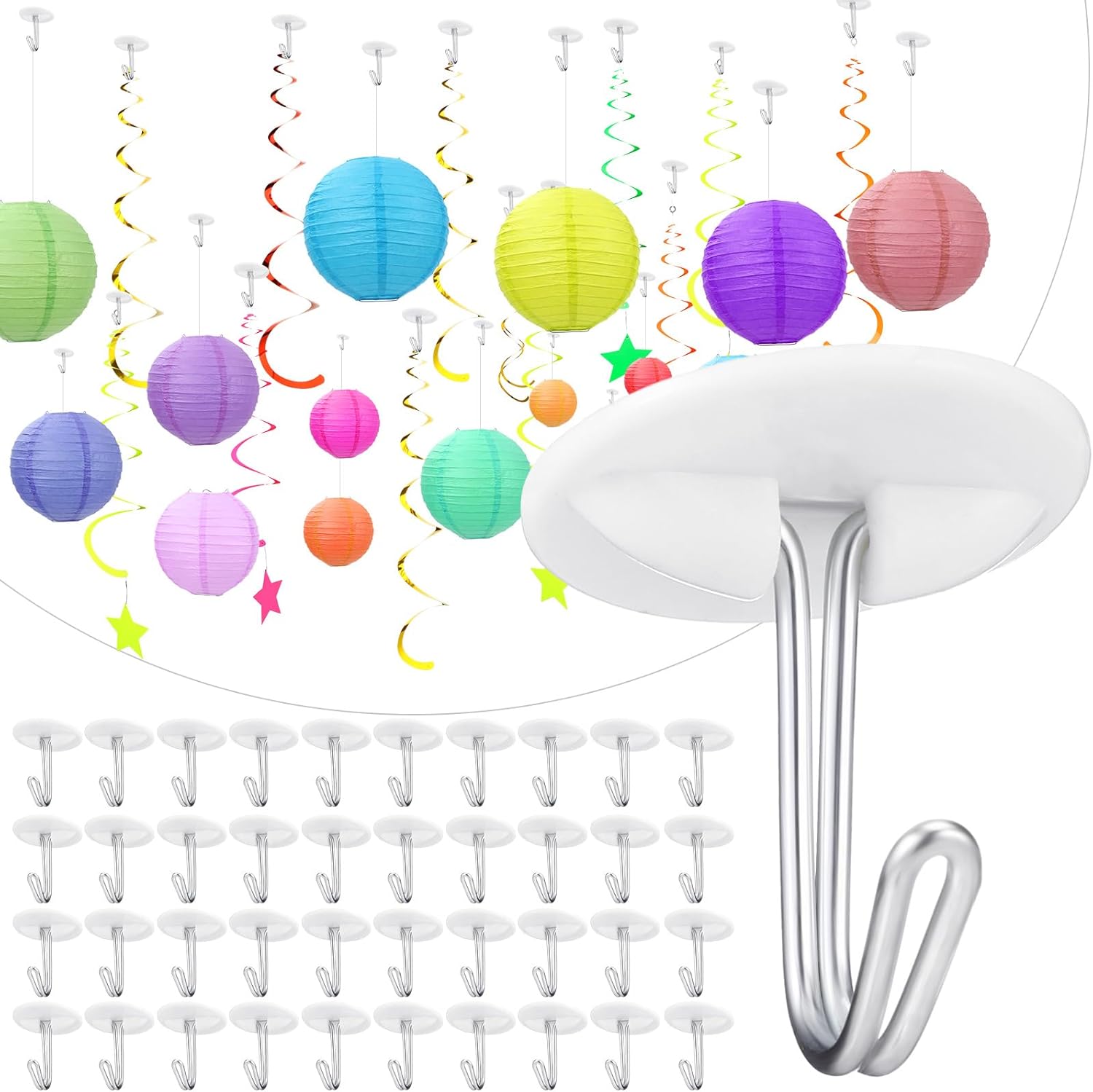 Amazon.com: Threehoney 50 Pcs Adhesive Ceiling Hooks for Classroom ...
