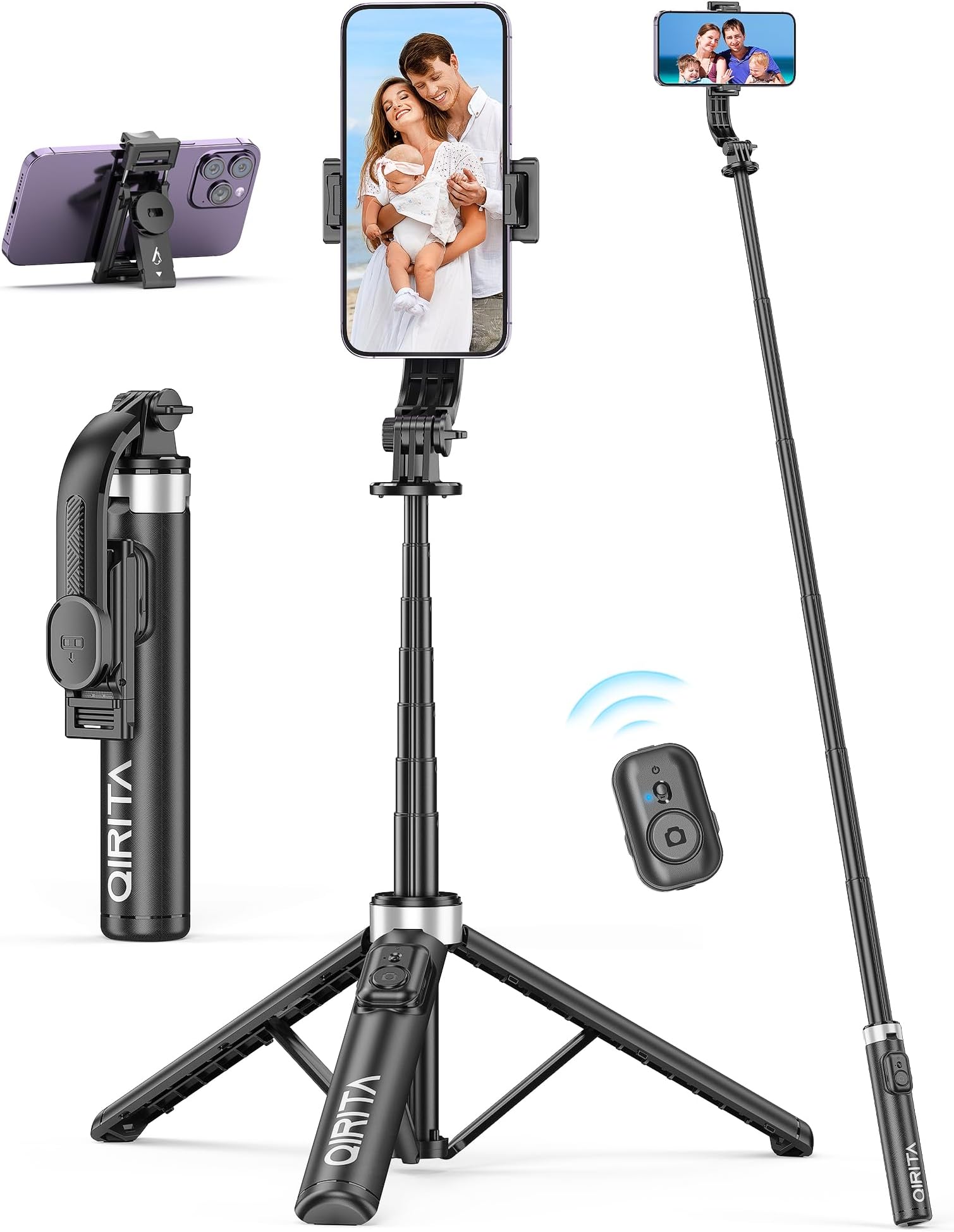 Amazon.com: 51" Selfie Stick Tripod, Extendable Cell Phone Stand with ...