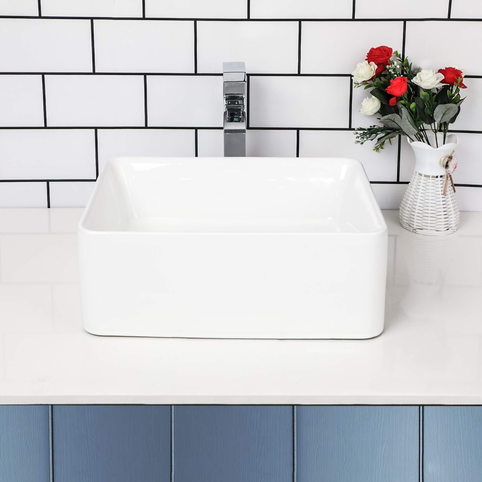 Snapklik.com : Rectangular Vessel Sink - 18 X 13 Modern Bathroom Vessel ...