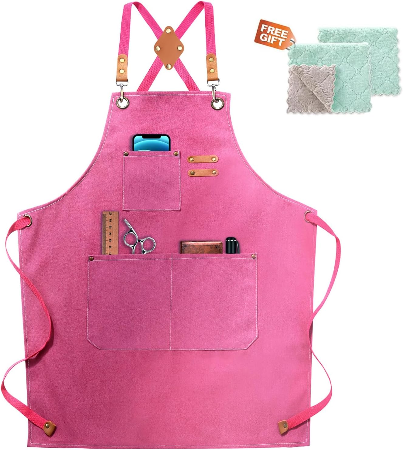 Amazon.com: AFUN Chef Aprons for Women Men with Large Pockets, Cotton ...