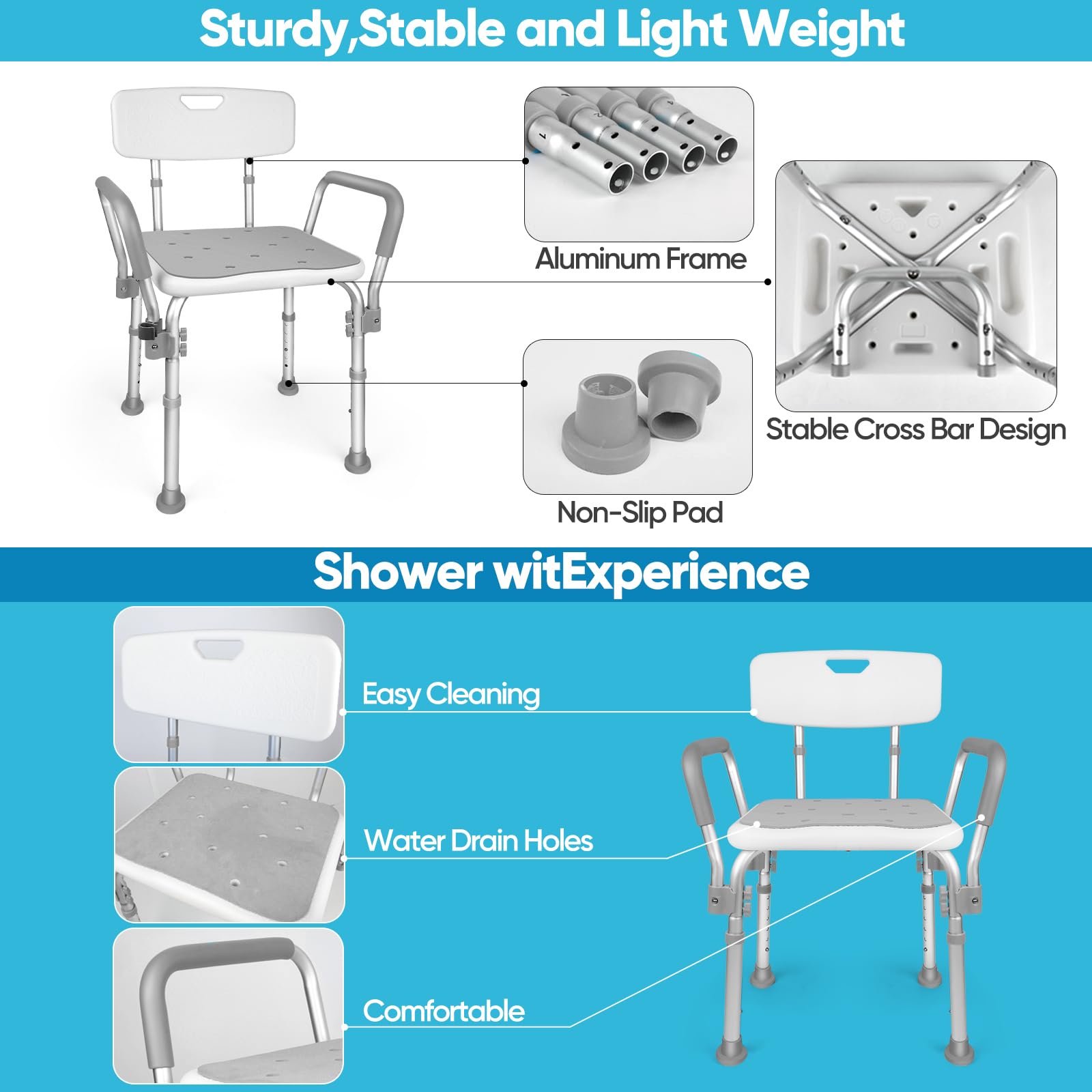 Shower Chairs For Seniors Heavy Duty Adjustable Shower Chair With