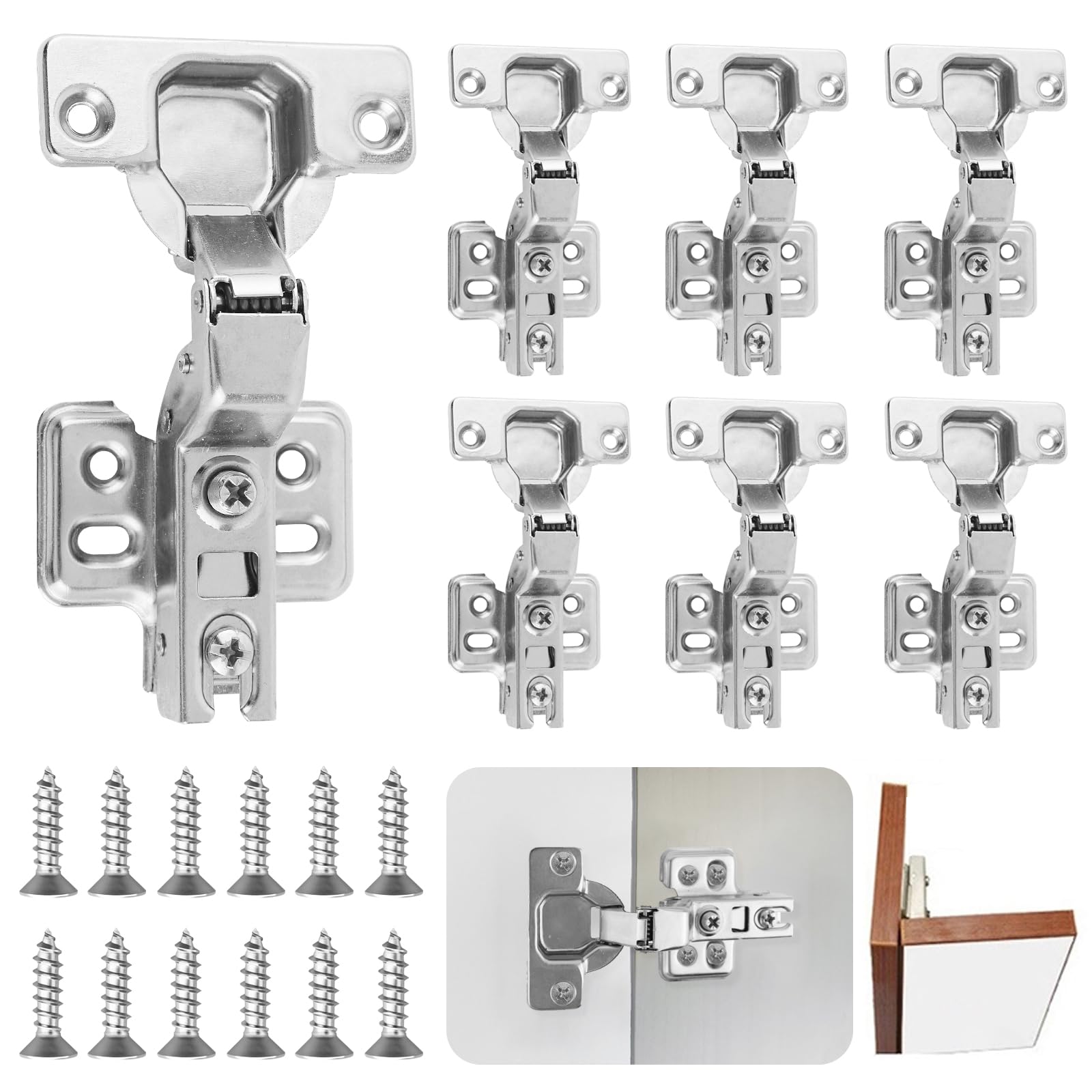 8 Pack Cabinet Hinges Kitchen Cupboard Hinges with Screws Wardrobe Door ...