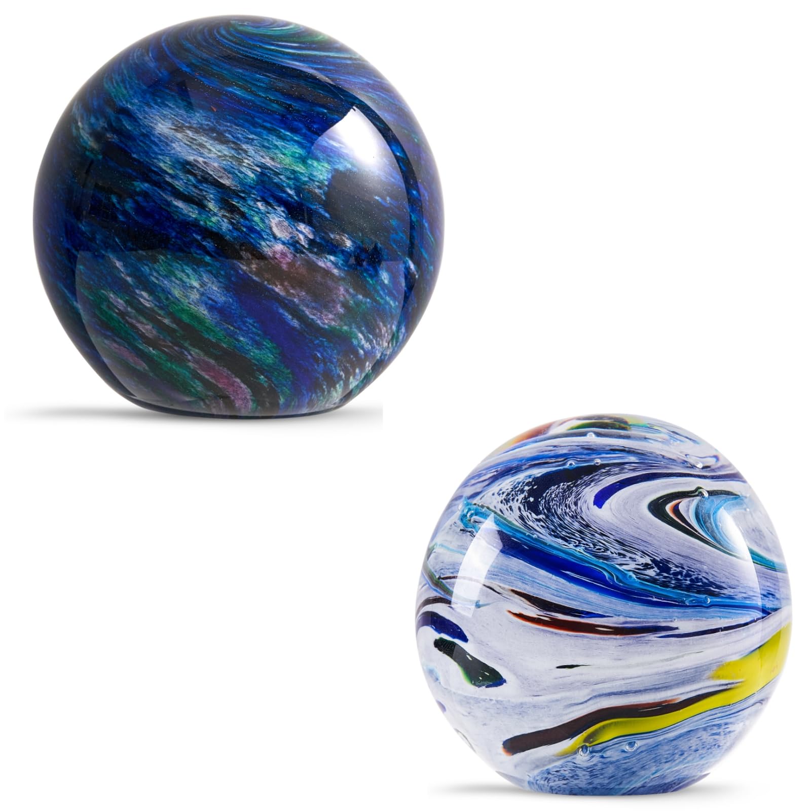 Amazon.com: EUSTUMA Hand Blown Glass Figurines Ball Planet,Paperweight ...