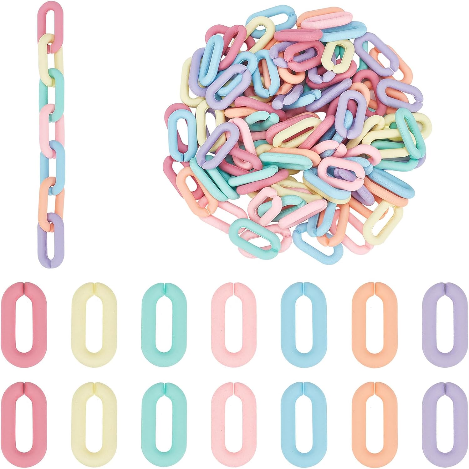 Amazon.com: PH PandaHall 140pcs Acrylic Linking Rings 7 Colors Quick ...