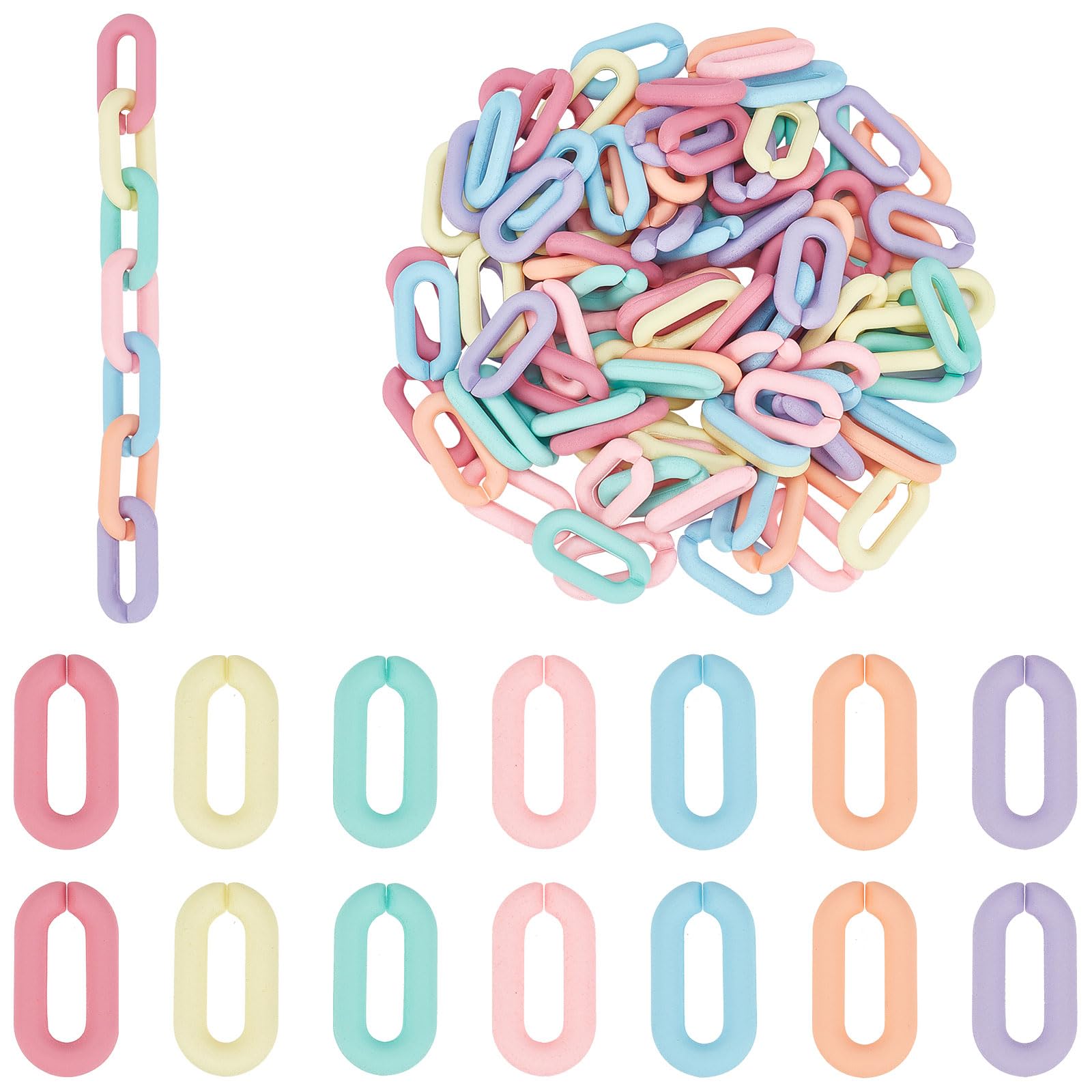 Amazon.com: PH PandaHall 140pcs Acrylic Linking Rings 7 Colors Quick ...