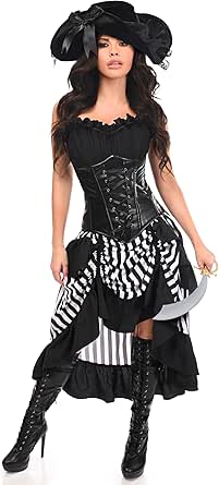 Amazon.com: Daisy corsets Womens Top Drawer 4 Pc Black/White Premium ...