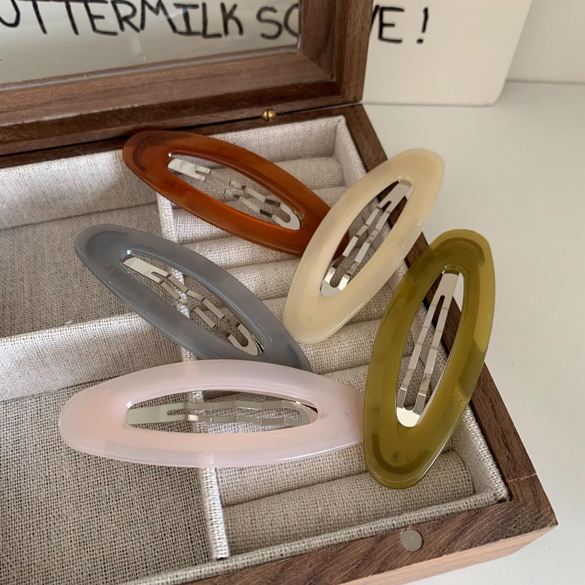 Amazon.com : Lemeilleur 10 Pieces Oval Snap Hair Clips Acrylic Resin ...