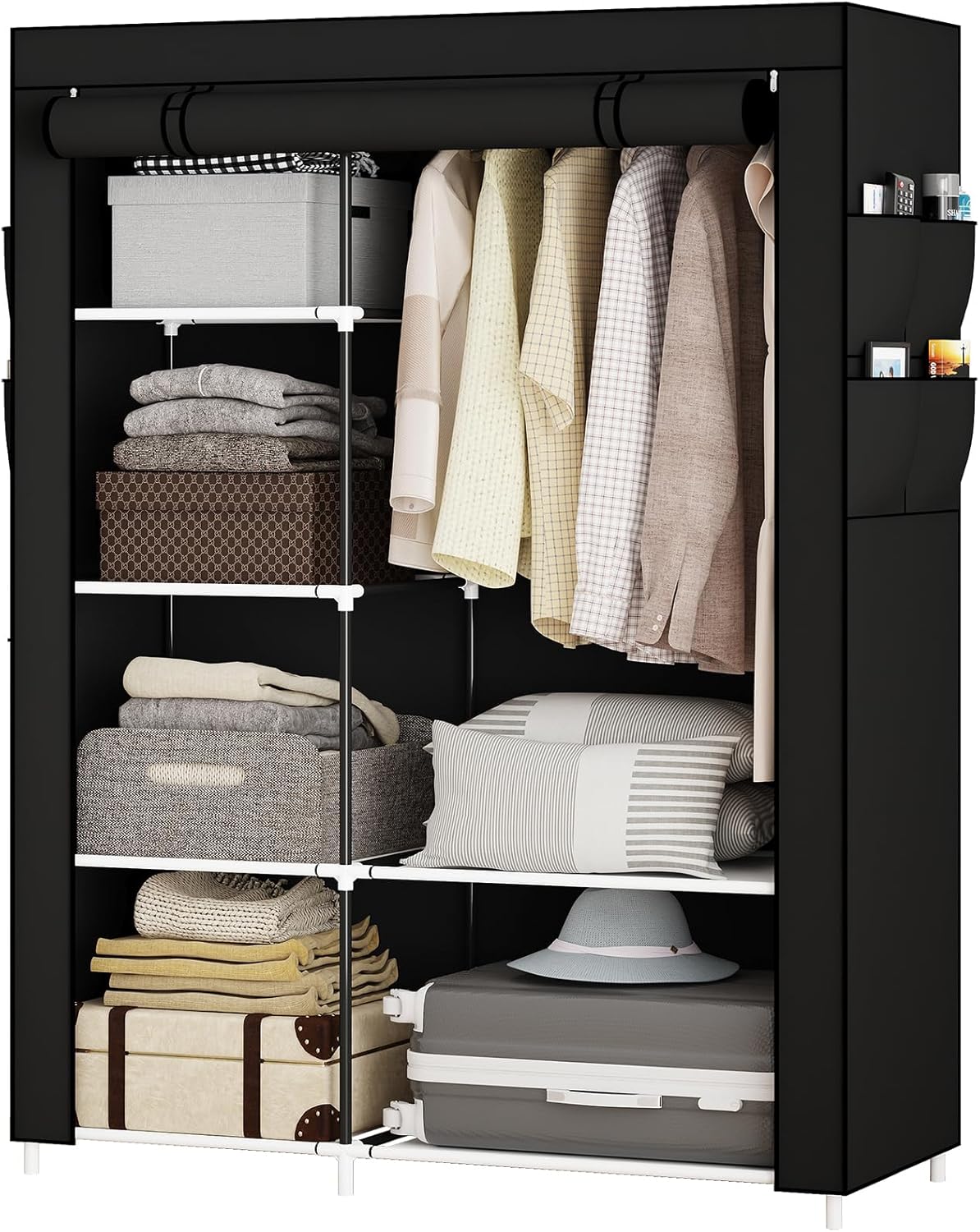 OPPAIYA Canvas Wardrobe for Bedroom, Fabric wardrobes carries five ...