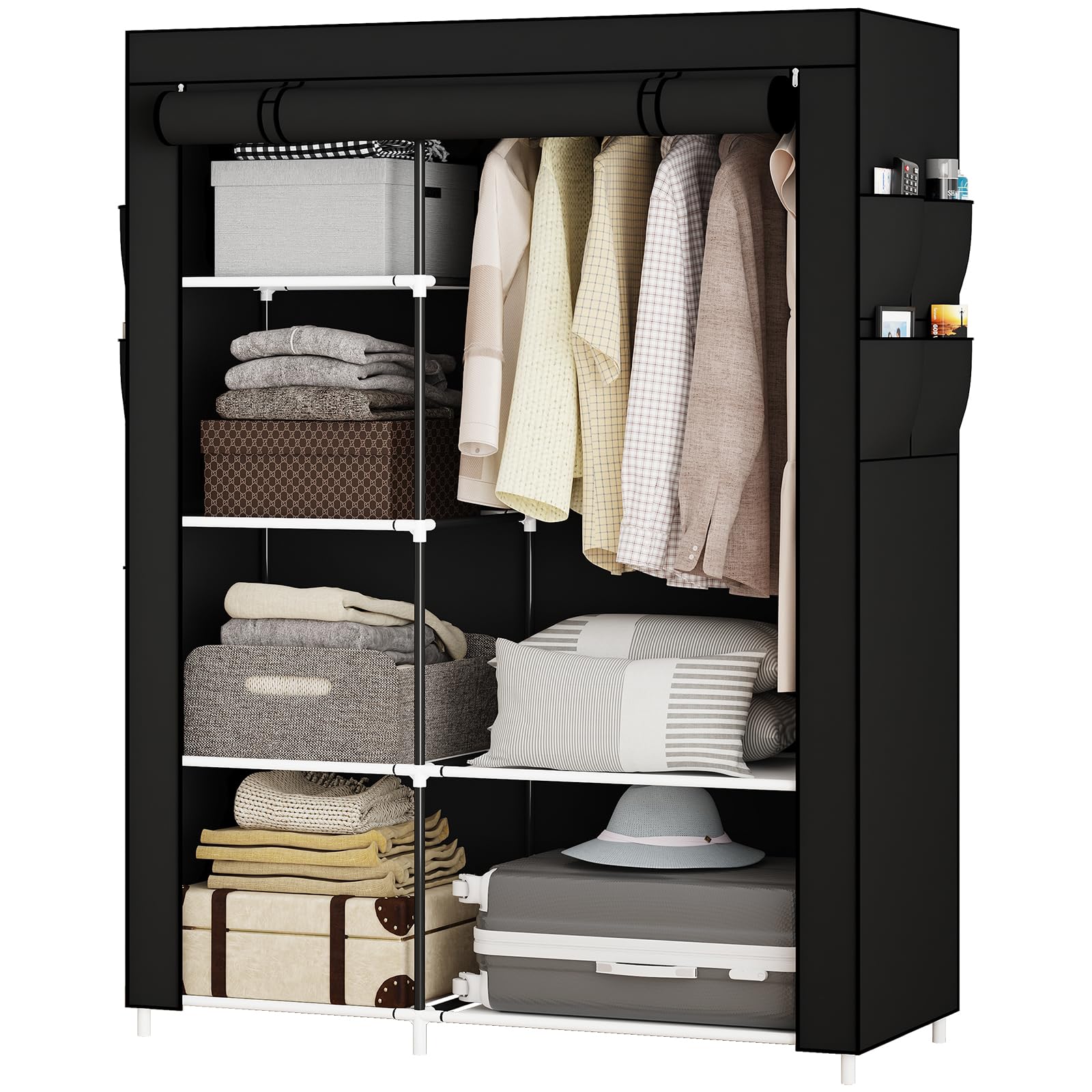 OPPAIYA Canvas Wardrobe for Bedroom, Fabric wardrobe carries five ...