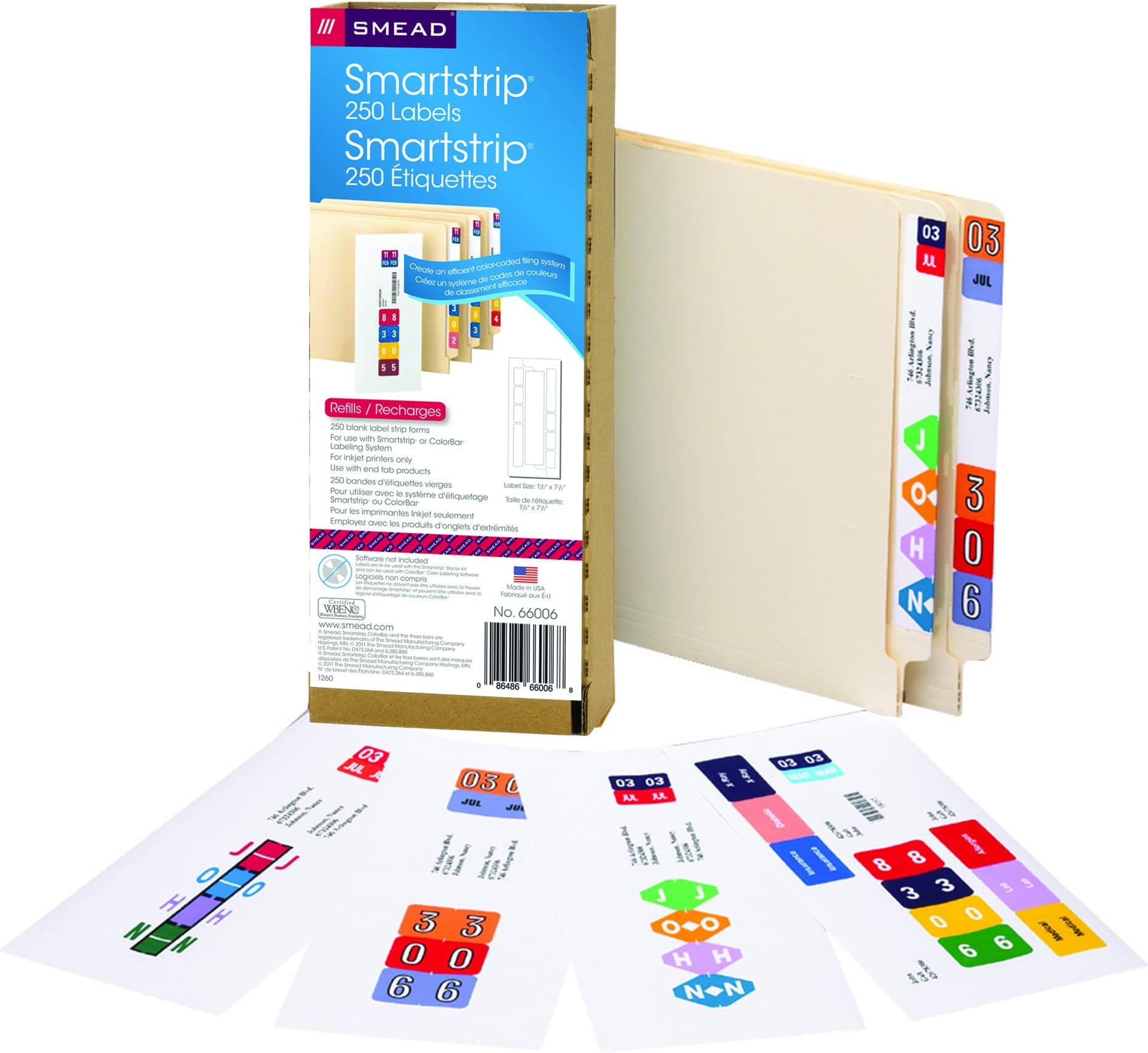 Amazon.com : Smead Smartstrip Labels, Refill Pack, End Tab Labels, Ink ...