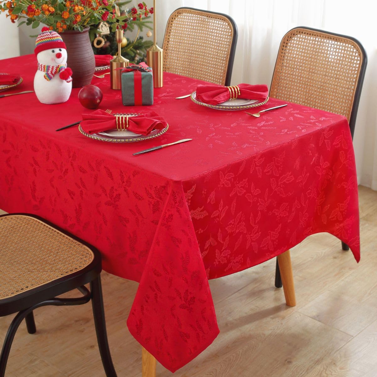 Amazon.com: Rectangle Christmas Holiday Tablecloth Jacquard Fabric ...