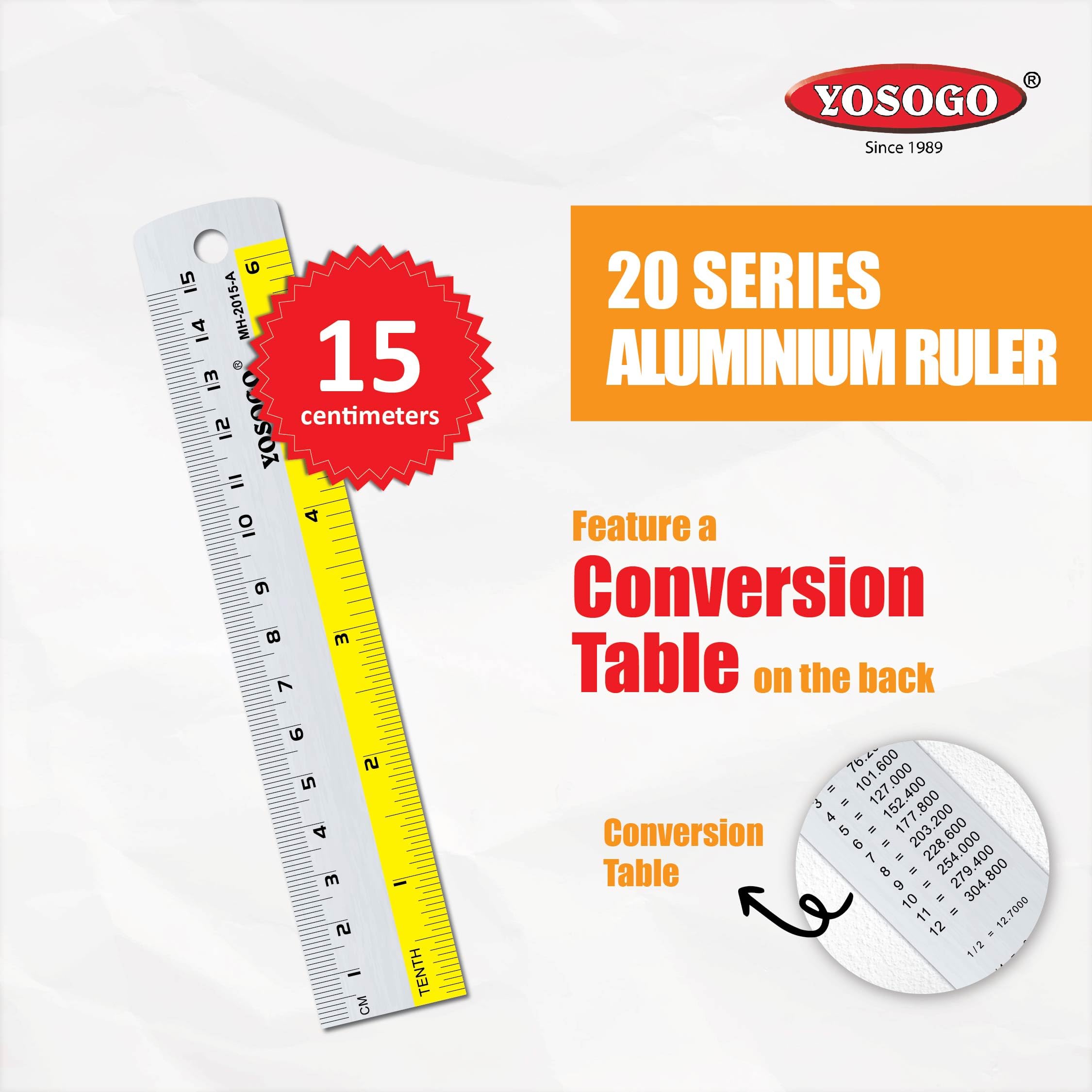 Snapklik.com : 6 Inch / 15 Cm Assorted Color Aluminum Ruler In Inch And ...