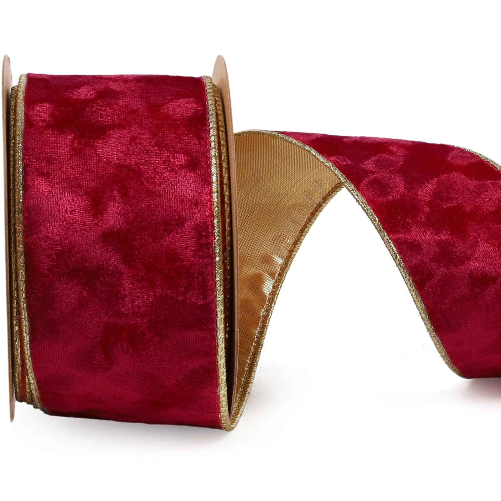 Amazon.com: LaRibbons Red and Gold Velvet Ribbon Wired, 10 Yards 2.5 ...