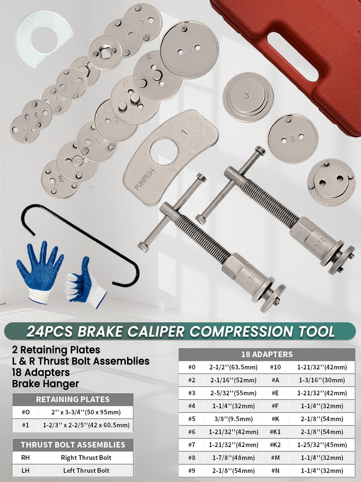 Snapklik.com : Punmew Brake Caliper Compression Tool 24-Piece Heavy ...