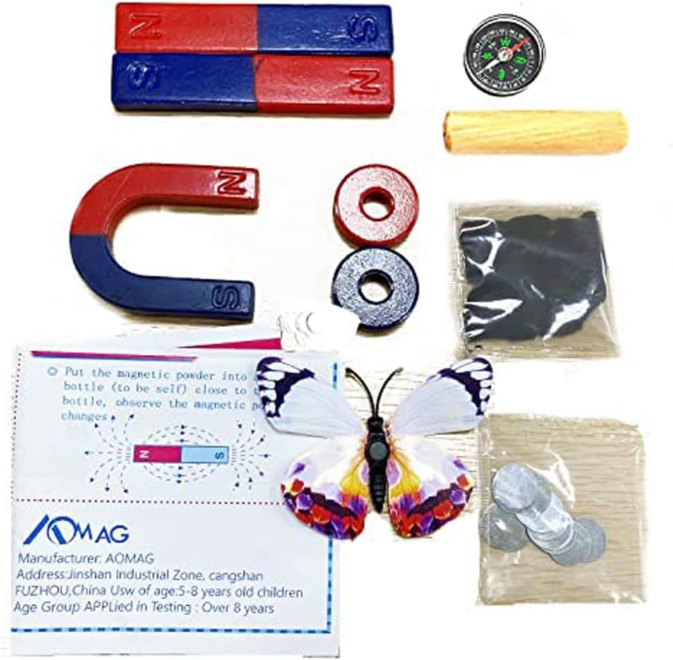 Educational Physics Magnet Kit with Bar, Ring, Horseshoe, and Compass ...