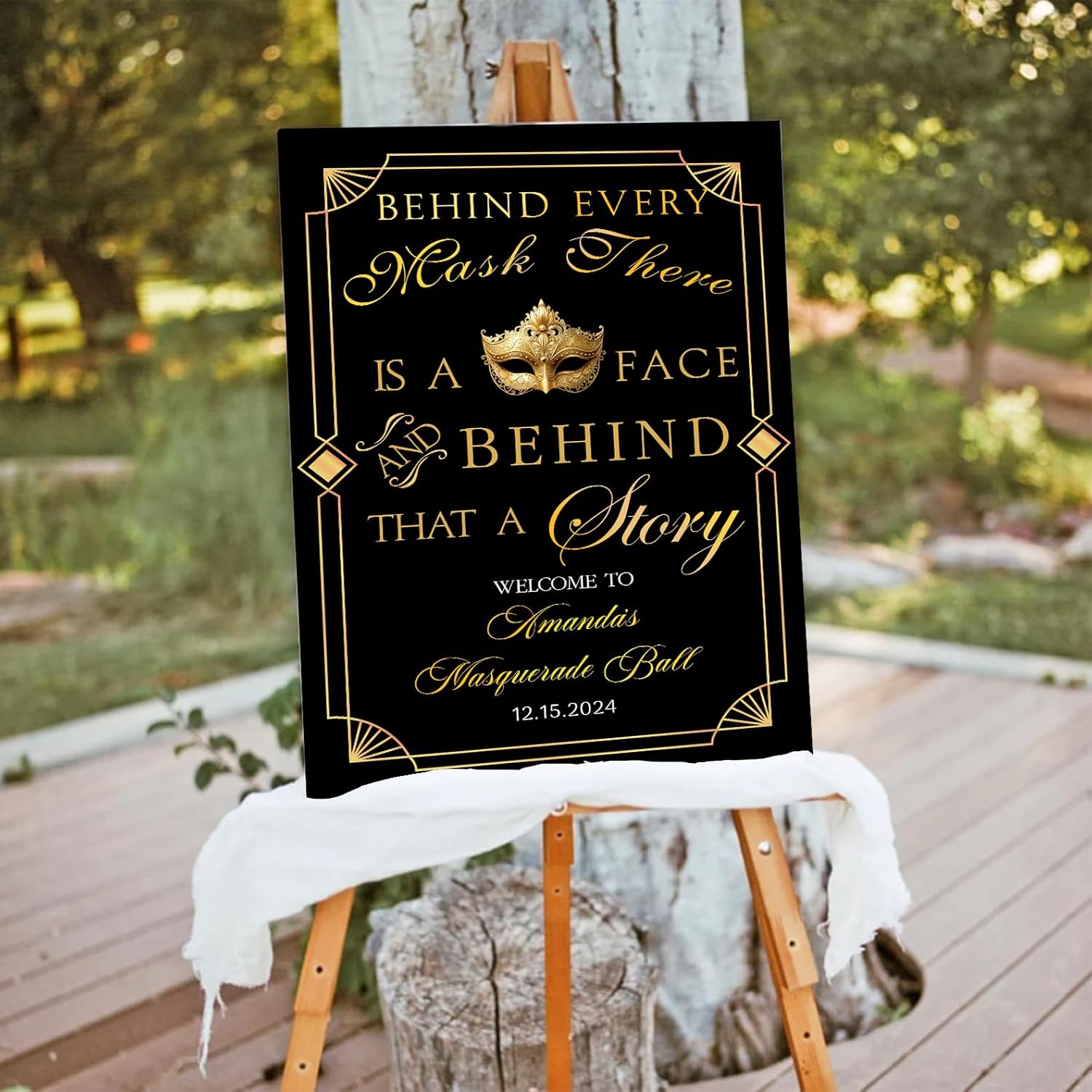 Amazon.com: ANTEQUE Personalized Masquerade Ball Birthday Welcome Sign ...