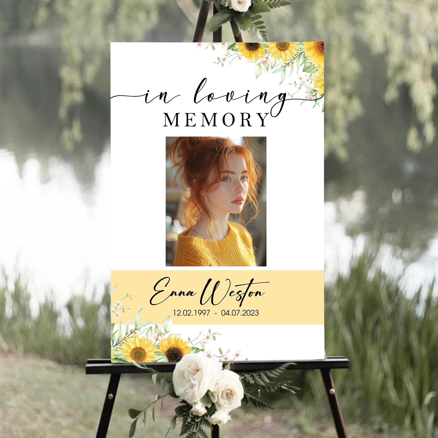 Amazon.com: Personalized Sunflower In Loving Memory Welcome Sign With ...