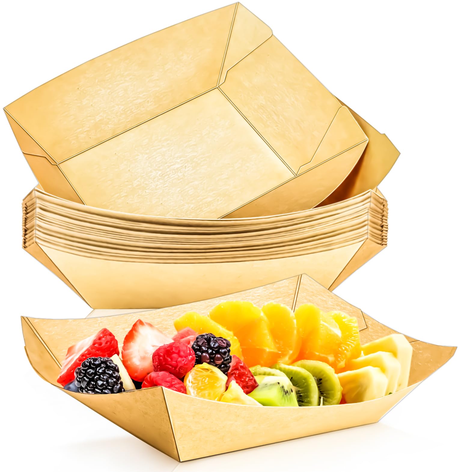 Snapklik.com : MotBach 25 Pack 2.5Lb Kraft Paper Food Boat Trays ...