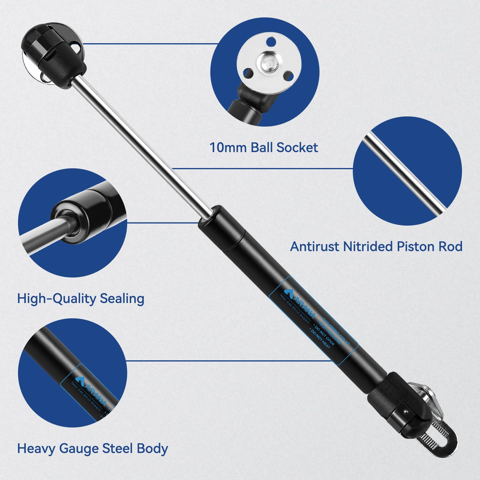Snapklik.com : 10 Inch Gas Struts 22lb/98N, Tool Box Shocks 10", Gas ...