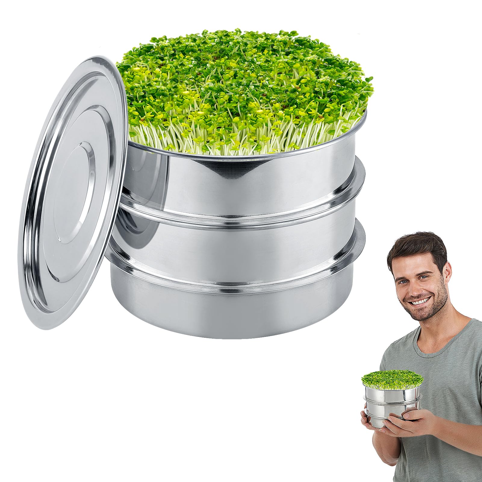 Snapklik.com : Stainless Steel Seed Sprouting Kit - 3-tier Microgreens ...