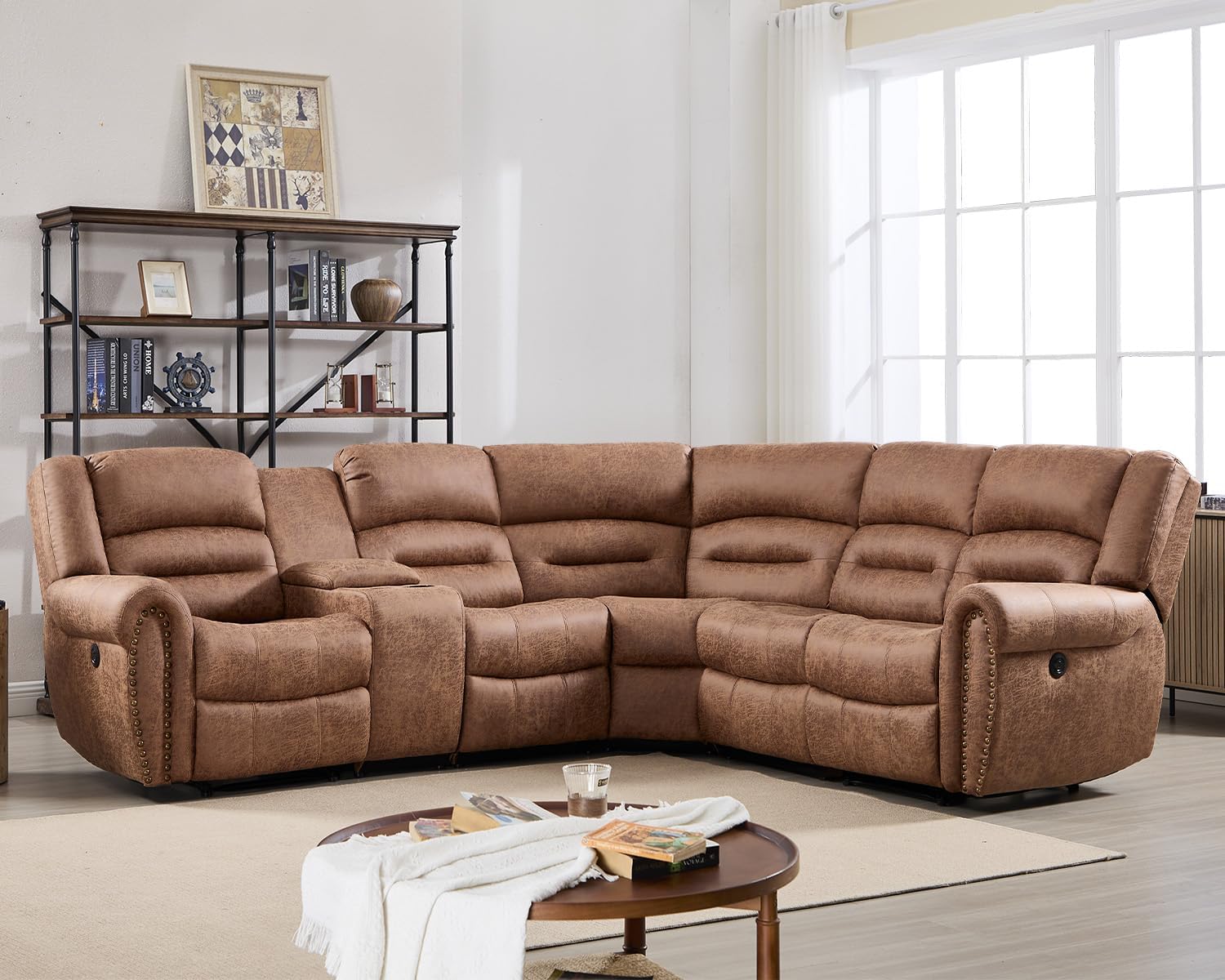 Amazon.com: CANMOV Power Reclining Sectional Sofa for Living Room,Faux ...