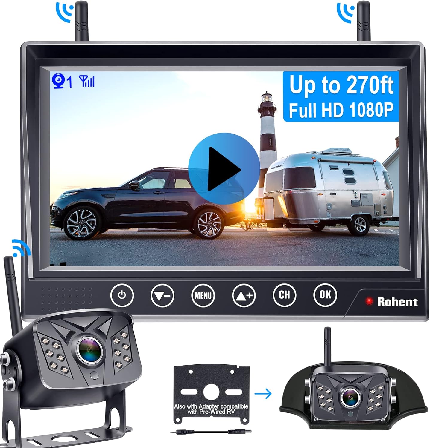 Amazon.com: RV Backup Camera Wireless HD 1080P Waterproof Dual Antennas ...