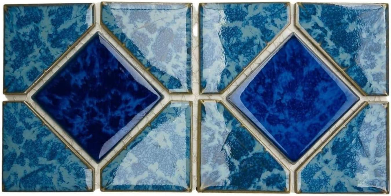 Aqua Marine with Marble Blue Diamond Porcelain Lineup Border Pool Wall ...