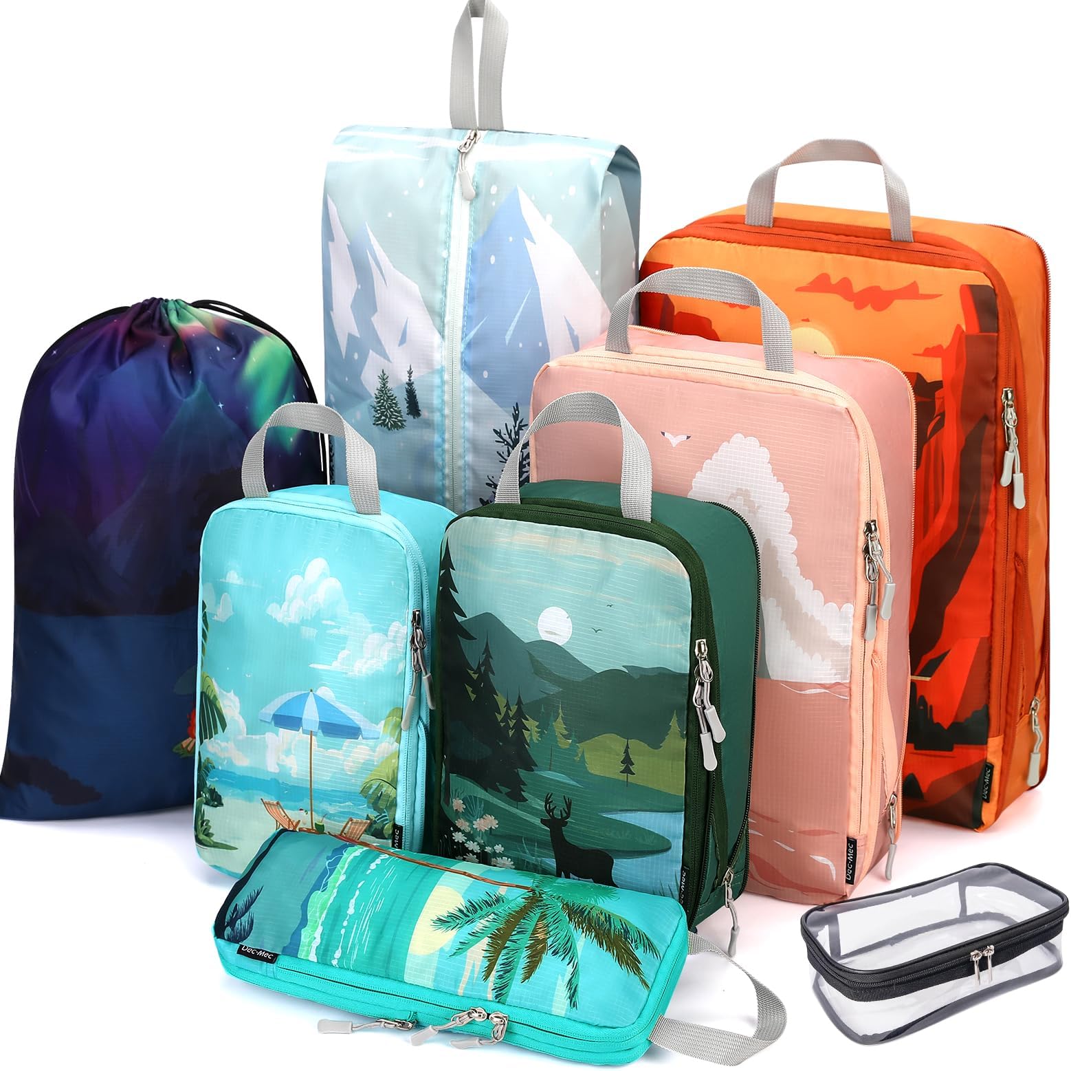 Amazon.com: 6 Pcs Compression Packing Cubes Waterproof Suitcase Travel ...