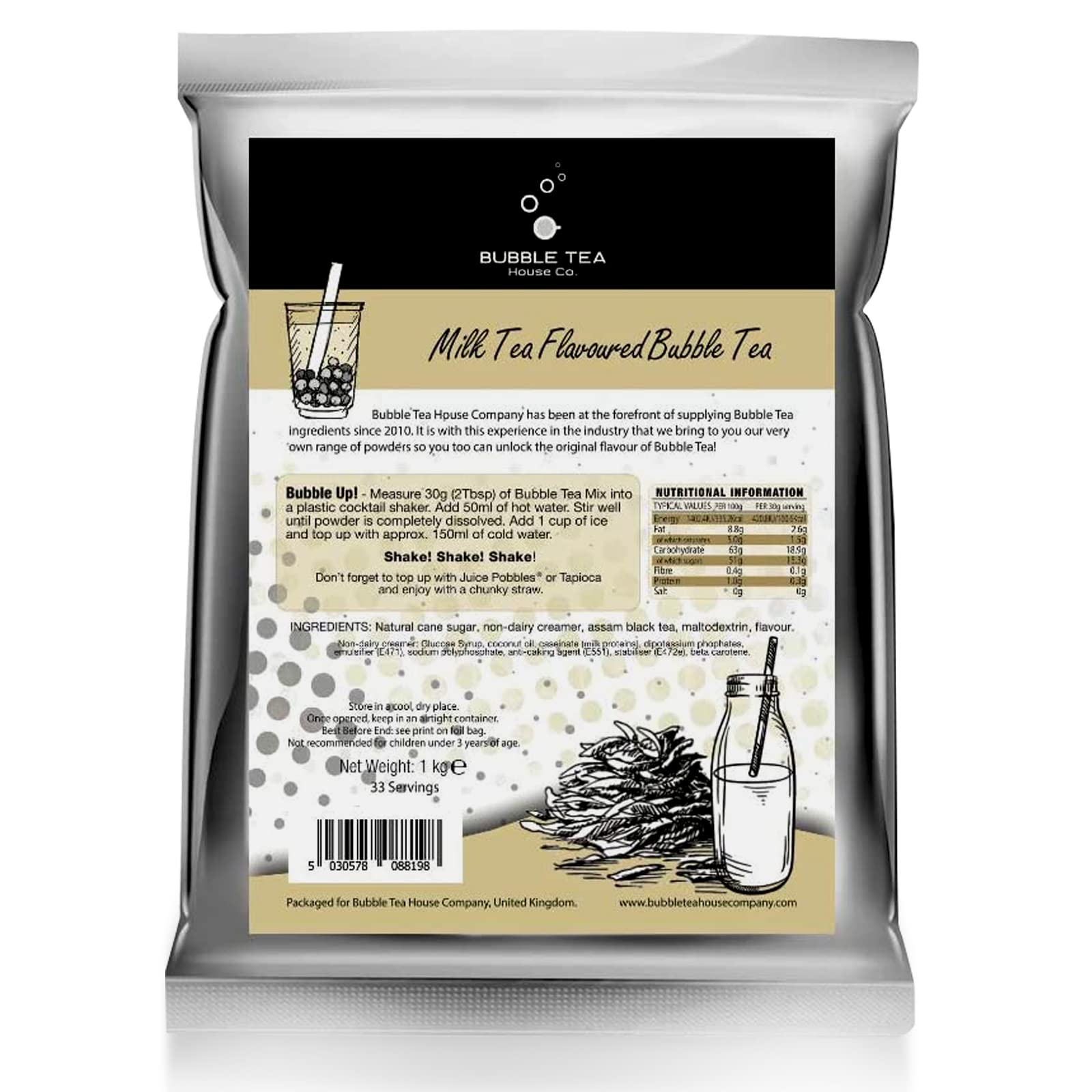 Bubble Tea House Company Milk Tea Bubble Tea Powder (1kg / 33 Servings ...