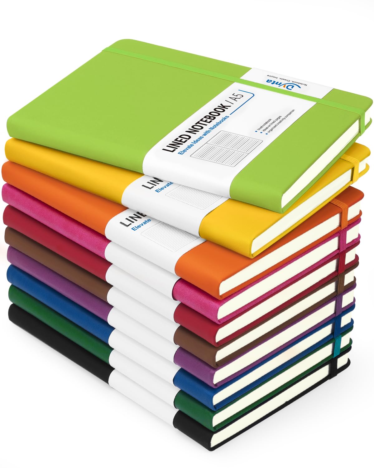 Amazon.com : Dynta Hardcover Journal Notebooks, 10 Packs A5 Lined ...