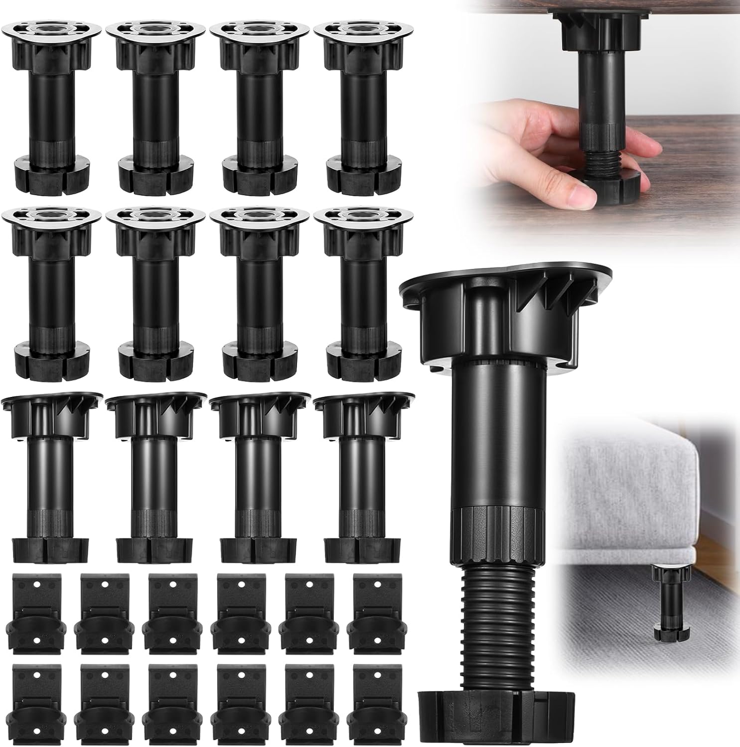 Tobeelec 12 Pcs Adjustable Furniture Leveling Feet | Heavy-Duty Cabinet ...