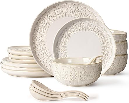Amazon.com | Artena Plates And Bowls Sets, 16 Pieces Dinnerware Sets ...