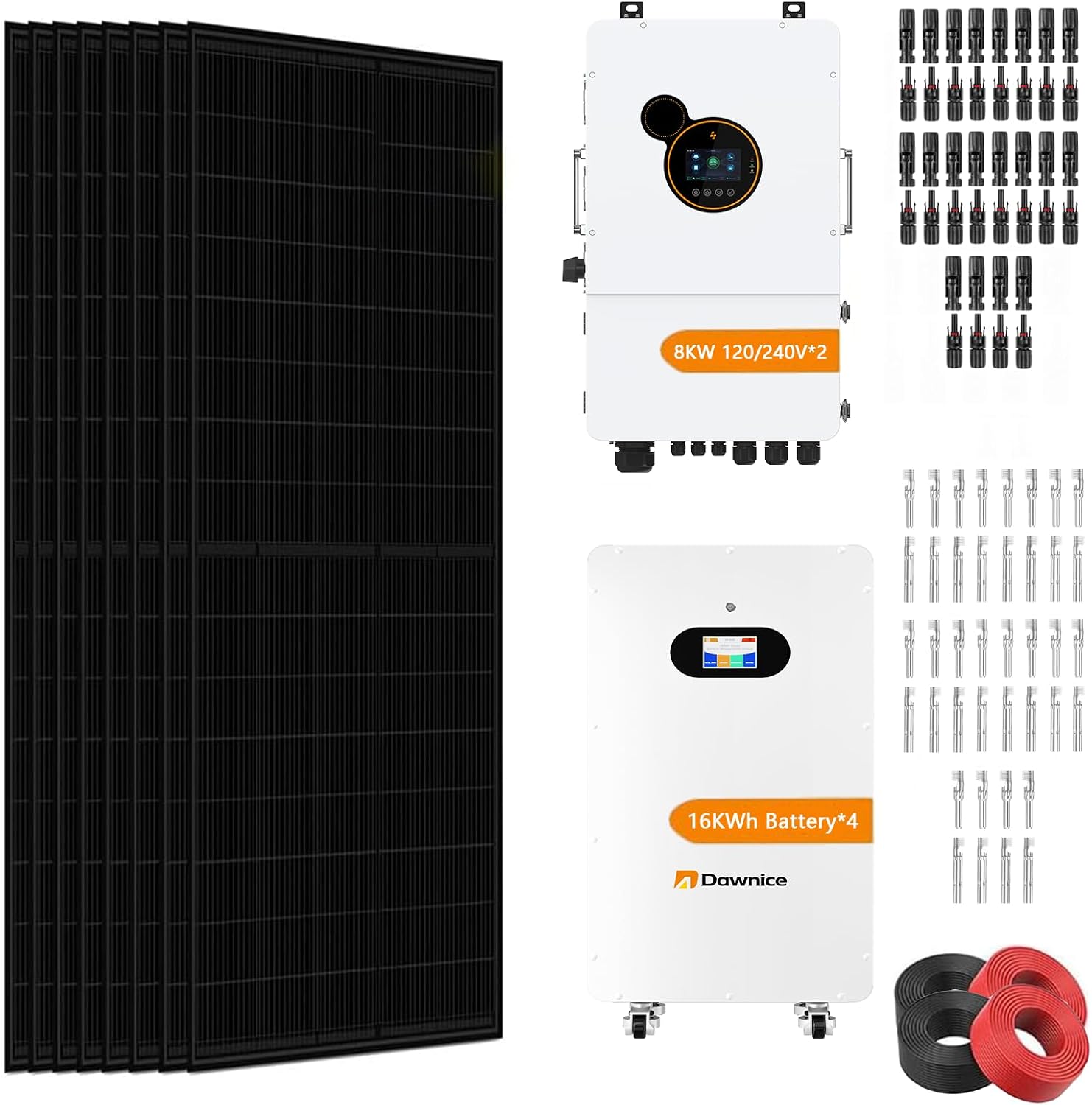 Amazon.com : Dawnice 22KW Hybrid Solar System Complete Kit with 2Sets ...
