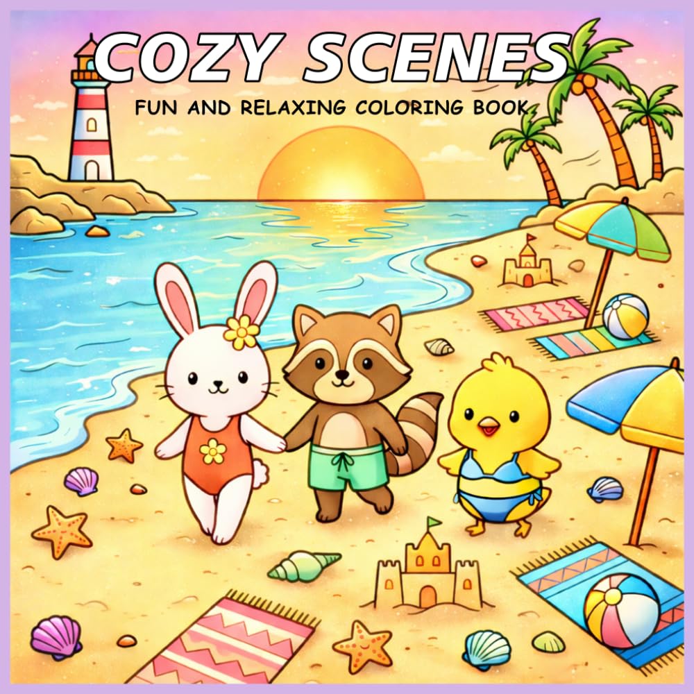 Amazon.com: Cozy Scenes: Fun and Relaxing Coloring Book Featuring Cute ...