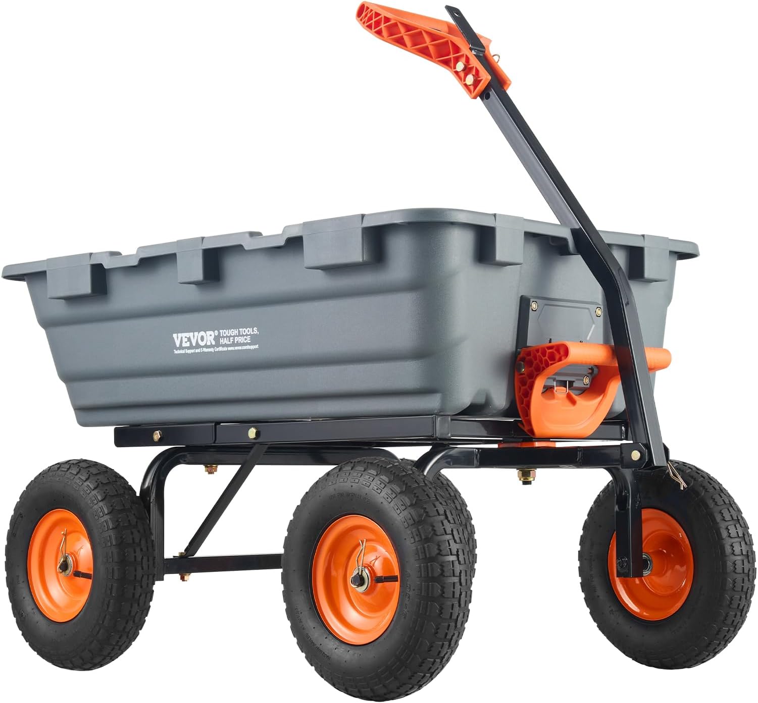 Amazon.com : VEVOR 1200lbs 7Cu.Ft. Garden Dump Cart with 2-in-1 Convertible Handle and 13in All ...