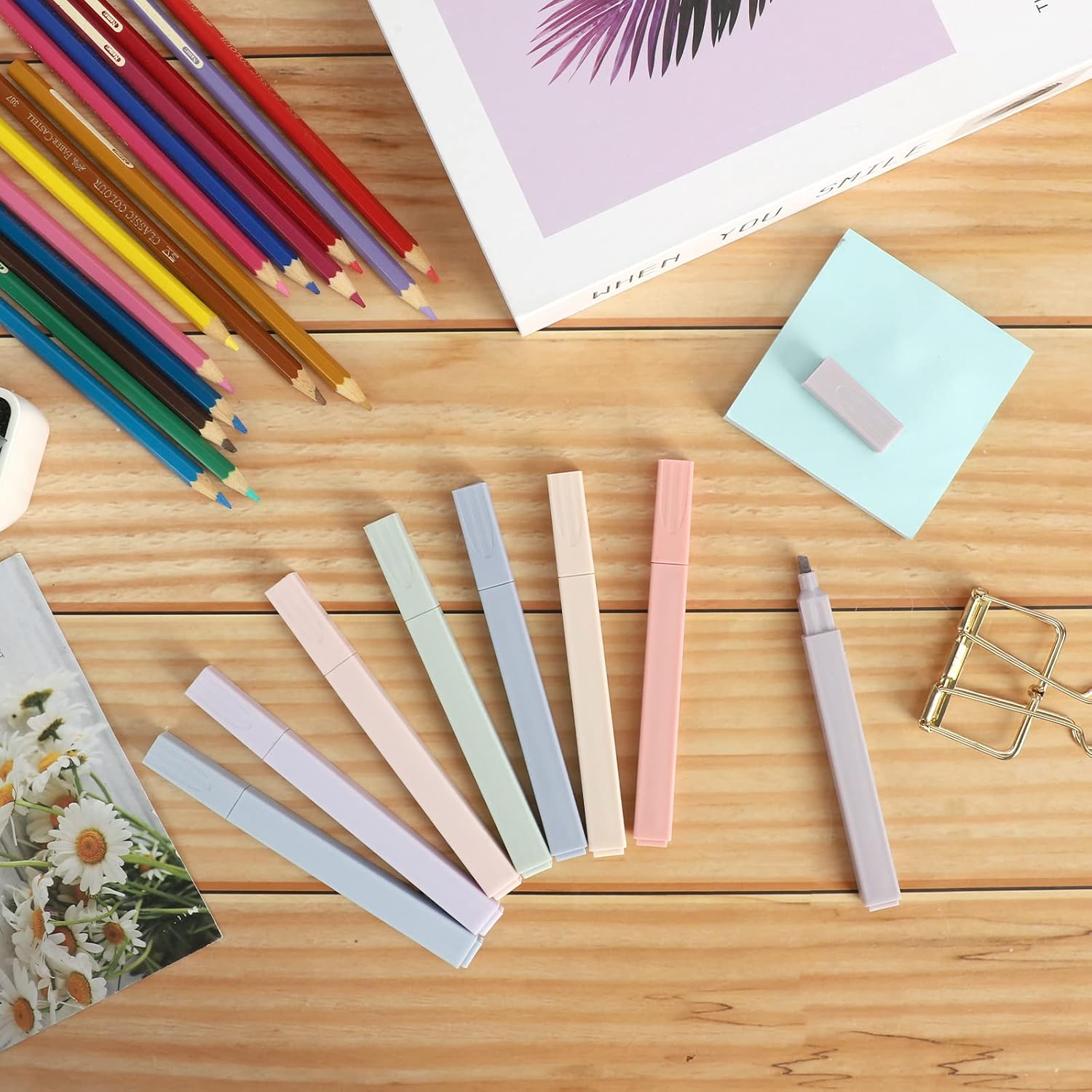 LABUK 12 marcadores estéticos en colores pastel lindo resaltador suave ...