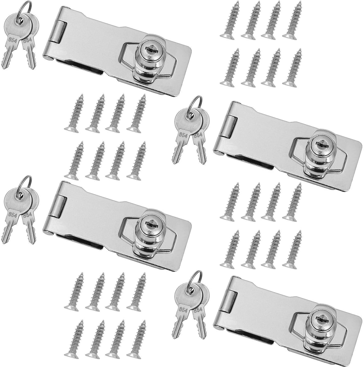 4Pack Keyed Hasp Locks, 4" Twist Knob Keyed Locking Hasp for Cabinet ...