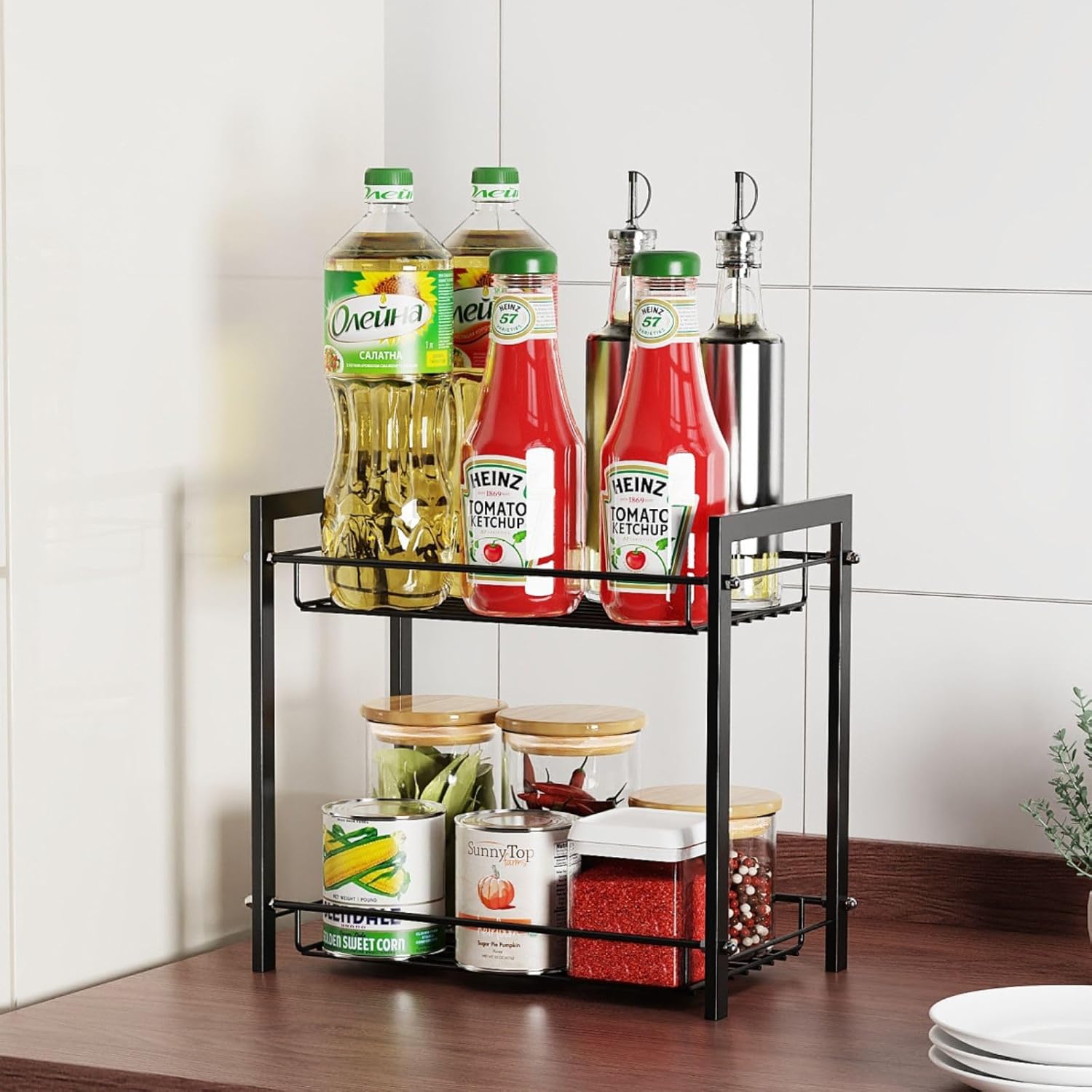 Amazon.com: GSlife Spice Rack - Kitchen 2 Tier Spice Rack Countertop ...