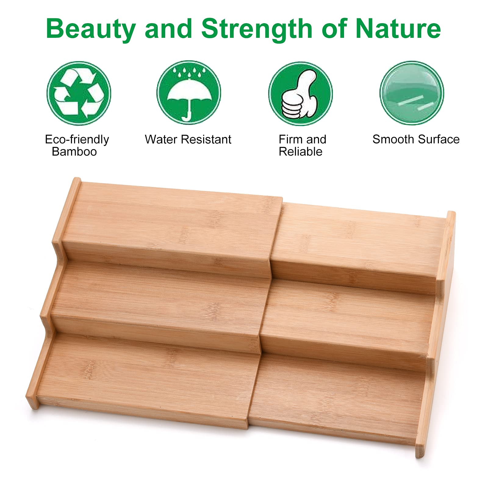 Snapklik.com : 3-Tier Bamboo Expandable Spice Rack, Step Shelf Cabinet ...