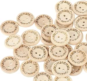 Amazon.com: 100 Piece Wooden Handmade Buttons Round Craft Decor Buttons ...