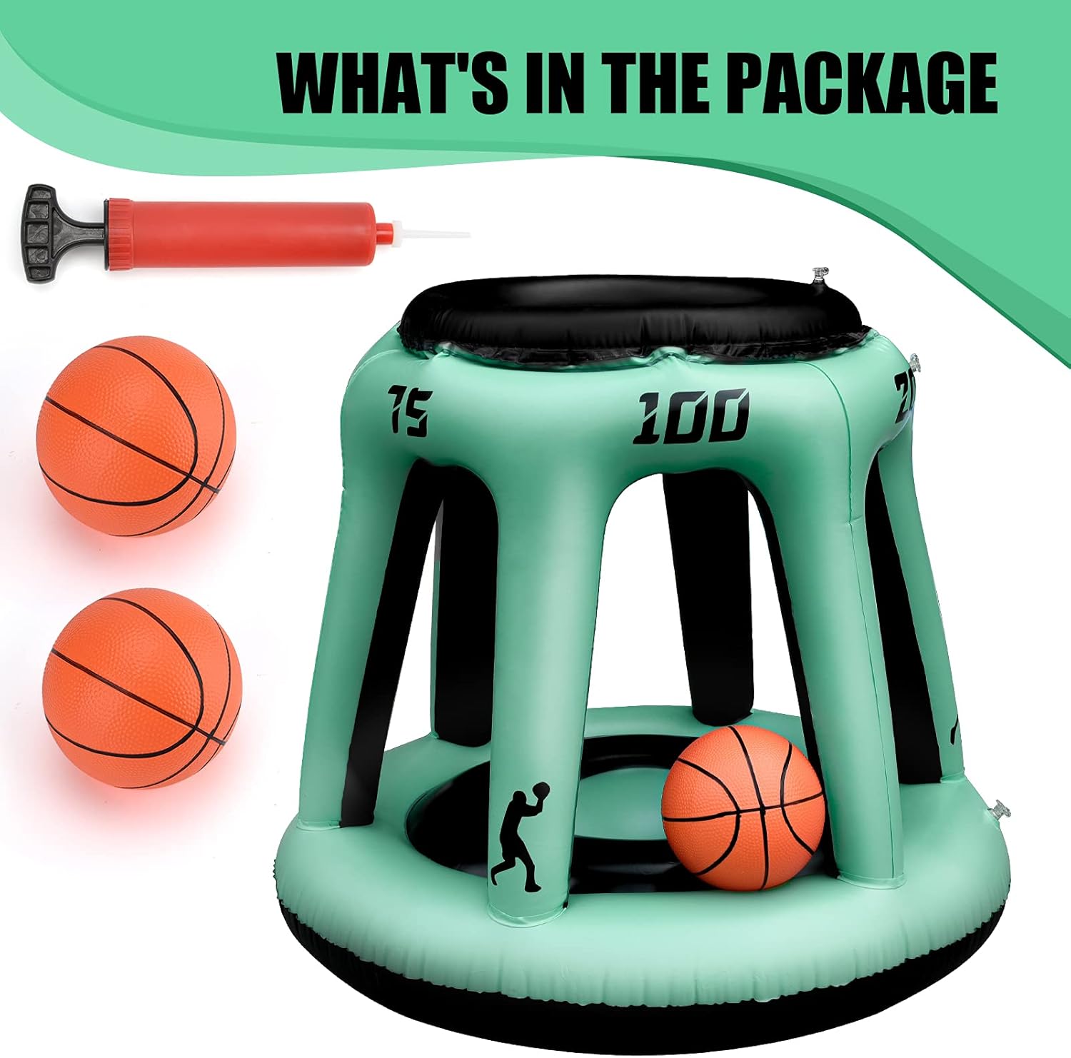 Inflatable Pool Basketball Hoop,Inflatable Floating Hoop Game with 3 ...