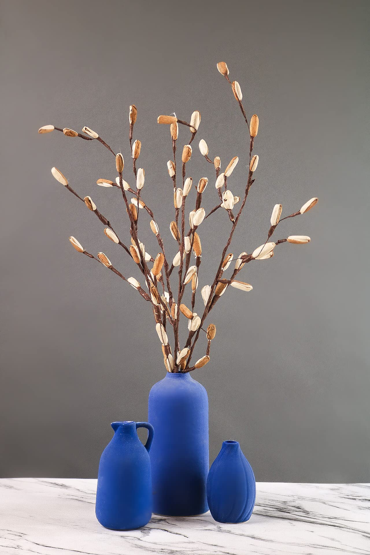 Buy PUREZENTO Blue Tiara Vase Set Pottery Ceramic Flower Vase for ...