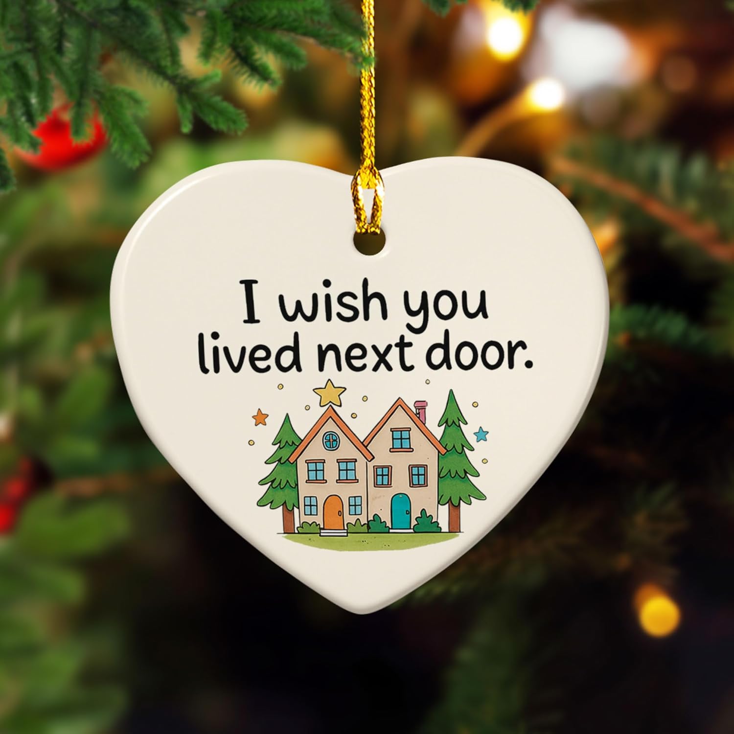 Amazon.com: Friend Ornament Bestie Ornament - I Wish You Lived Next ...