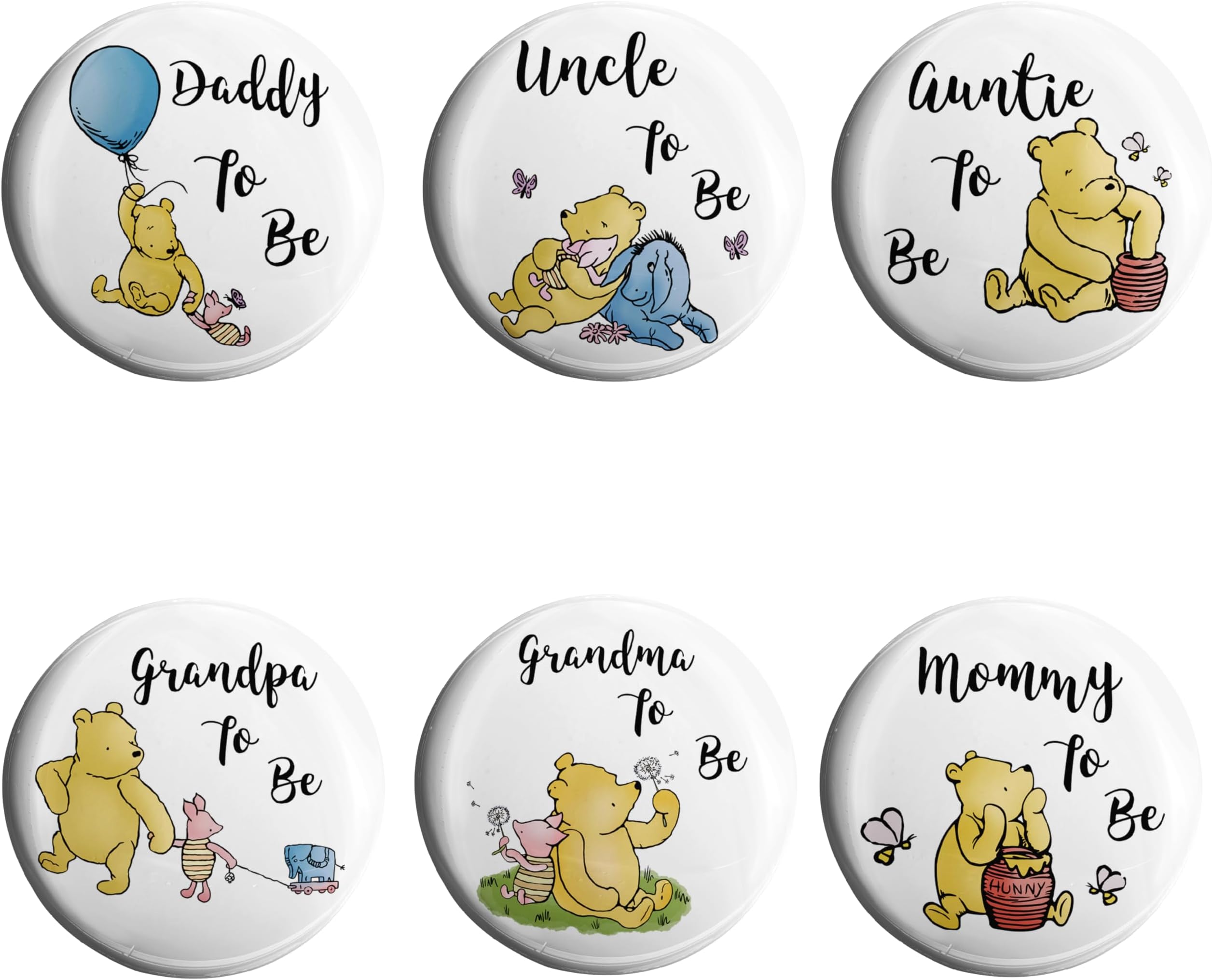 Amazon.com: 6 Pack Family Winnie Tinplate Pins Mommy to Be & Daddy to ...