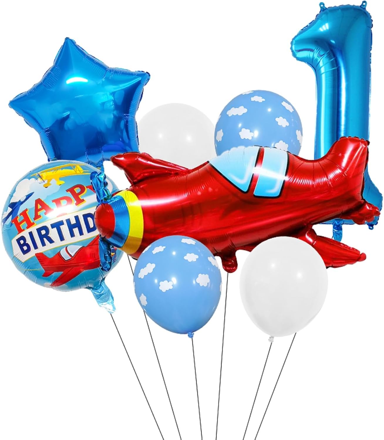 1st Airplane Birthday Balloons Aircraft Balloon 8pcs Transportation ...