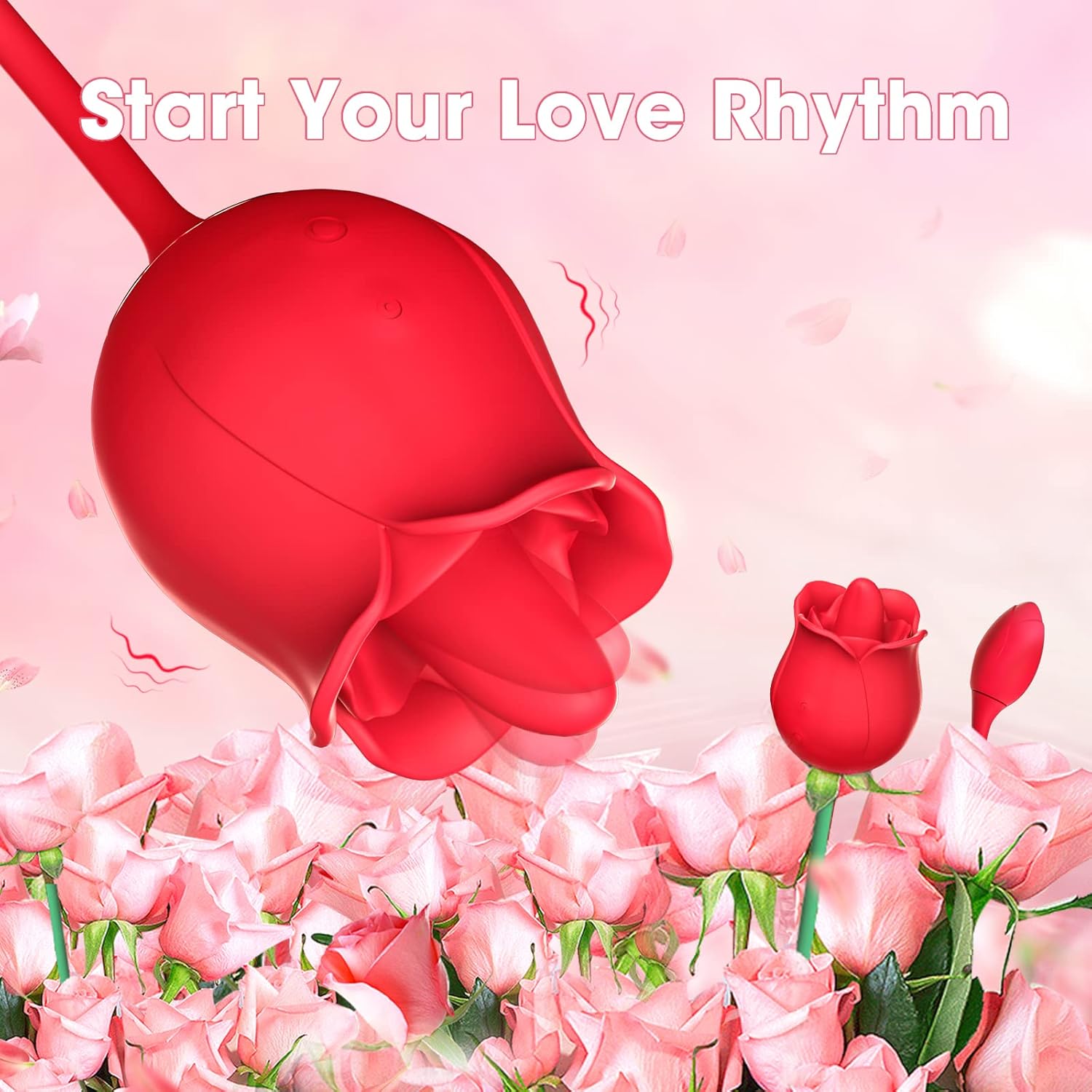 Vibrador De Juguete De Rosas Para Mujer Vibrador De Lamer La Lengua Con Huevo Vibrante Vibrador